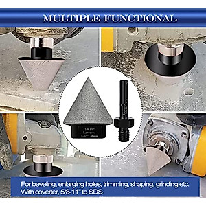 Larouoba 50mm 2" Dry Diamond Beveling Chamfer Bit, Countersink Drill Bit for Enlarging Trimming in Porcelain, Ceramic Tiles Hole 5/8"-11 Thread for Angle Grinders & SDS Adapter for Drills (Black).