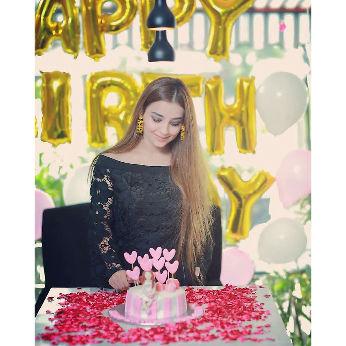 Birthday Earrings Acrylic Glitter HAPPY BIRTHDAY Letter Drop Dangle Earrings for Women Jewelry Party Festive Gifts (Gold)