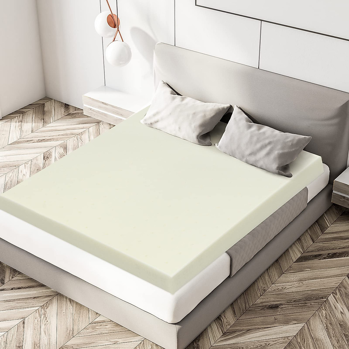 KOMFOTT Queen Size Mattress Foam Topper, Air Swirl Ventilated Foam Memory Mattress Pad Topper for Back Pain, 3 Inch