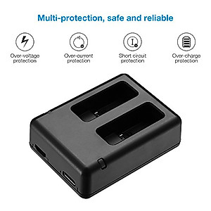 Powerextra Dual Battery Charger with Micro USB Cable for GoPro HERO8 Black GoPro HERO7 Black GoPro HERO6 Black GoPro HERO5, HERO5 Black GoPro Hero 2018
