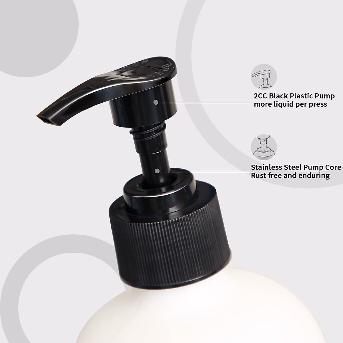 MOMEEMO Soap Dispenser Set 2 Pack, Contains Dish Soap Dispenser and Hand Soap Dispenser. 16 Oz Glass Soap Dispenser with Black Plastic Pumps. (White)