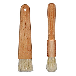 EIKS 2 Sets Natural Bristles with Wooden Handle Pastry Brushes for Basting Spreading Butter Oil Barbecue Baking Kitchen Cooking