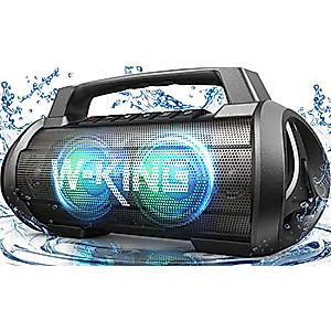 W-KING Portable Loud Bluetooth Speakers with Subwoofer, 70W Waterproof Party Outdoor Speakers Bluetooth Wireless, Deep Bass/Hi-Fi/Dynamic Light/Mic Port/42H Play/EQ/DSP/Power Bank/TF/AUX/Large Speaker