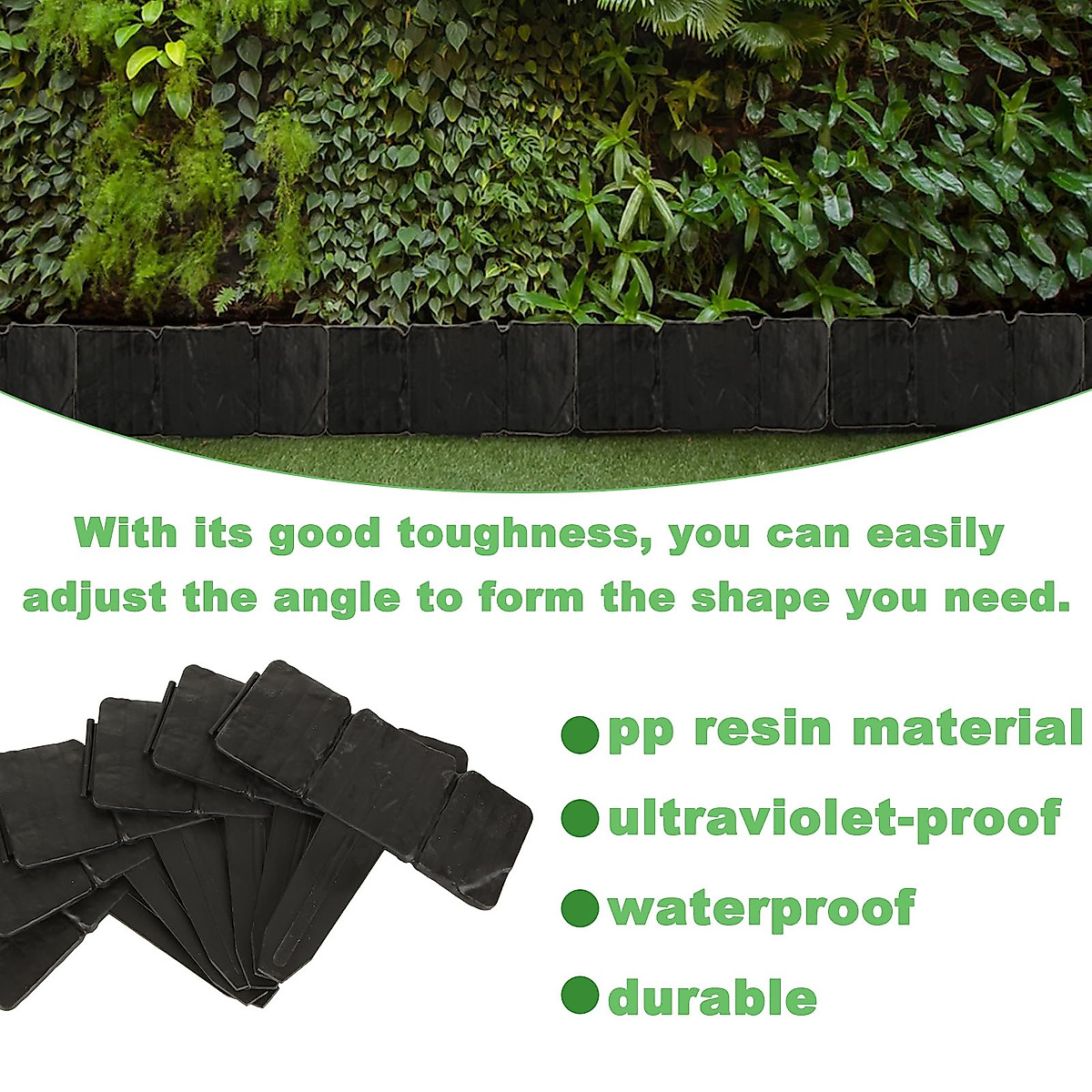 CertBuy Garden Edging Border, 16Ft Garden Landscape Edging Borders, Plastic Garden Fence Edging, Interlocking Landscaping Edging, Lawn Edging Flower Bed Border (20 Pcs, Black)