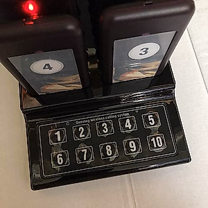 SHIHUI 10 Pager buzzers 1 keypad Queue Number Call Wireless Calling System Queue Call Restaurant Paging System for Restaurant Church Food Truck Coffee Shop Office