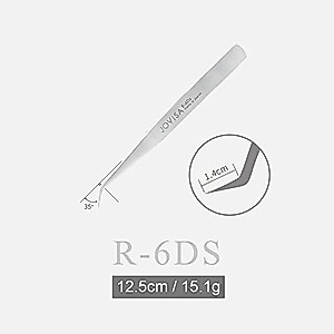 JOVISA R-6Ds Tweezer Made In Japan Eyelash Extension Tweezers for Mega Volume And 3D 6D Mink Eyelash, SUS 304 Stainless Steel Straight Angled Tip False Eyelash Extension Supplies