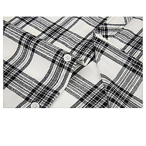 Men's Double Pocket Plaid Flannel Shirt Long Sleeve Button Down Business Formal Chemise M512 US Size XXL