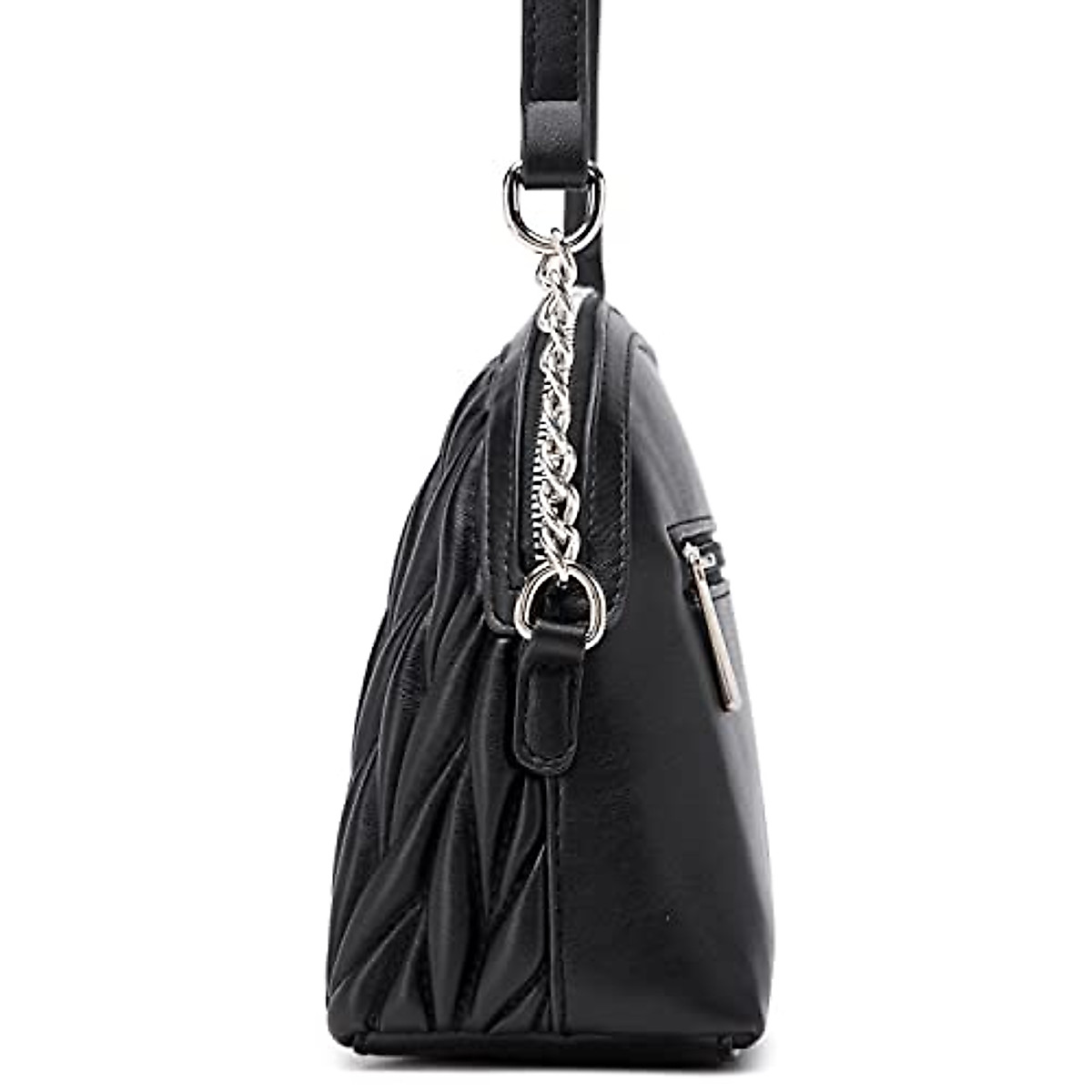 DAVIDJONES Faux Leather Chain Crossbody Bags for women Quilted Dome Small Purse