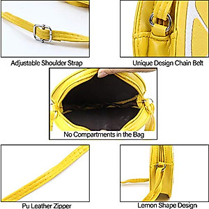 Framendino, Lemon Fruit Shaped Cross Body Bag Purse with Shoulder Strap for Women Girls Yellow