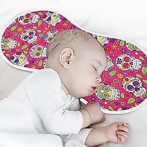 vvfelixl Burp Cloths Sugar Skull Flowers Pink for Baby Boy Girls Baby Washcloths Burp Rags 1 Pack