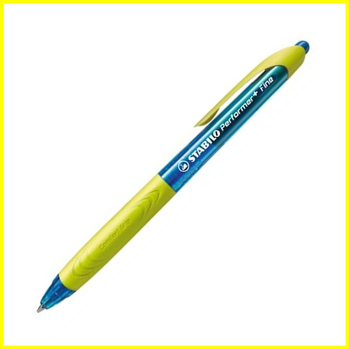 STABILO 4 x Performer Plus Ballpoint Pen BLUE Ink FINE 0.7mm - ALL COLOR BLUE-PURPLE-YELLOW-GREEN - For Fast and Smooth writting