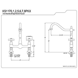 Kingston Brass KS1171PKX Duchess Bridge Kitchen Faucet, 8-3/4", Polished Chrome