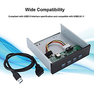 5.25 Inch 4 Port USB 3.0 Front Panel 5.25 Inch 19Pin to USB3.0 CD Driver 4 Port Hub Front Panel CD ROM Expansion Mobile Rack with SATA Cable