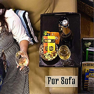 Large Trays Serving Trays Serving Tray with Handles Trays for Eating Breakfast Food Trays Serving Tray Restaurant Ottomans Wooden Black (Large)