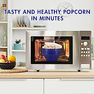 The Original Korcci Microwaveable Silicone Popcorn Popper, BPA Free Microwave Popcorn Popper, Collapsible Microwave Popcorn Maker Bowl, Dishwasher Safe - Blue