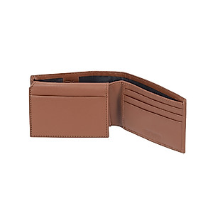 Steve Madden Men's Leather Wallet Extra Capacity Attached Flip Pockets, Cognac (Glove), One Size