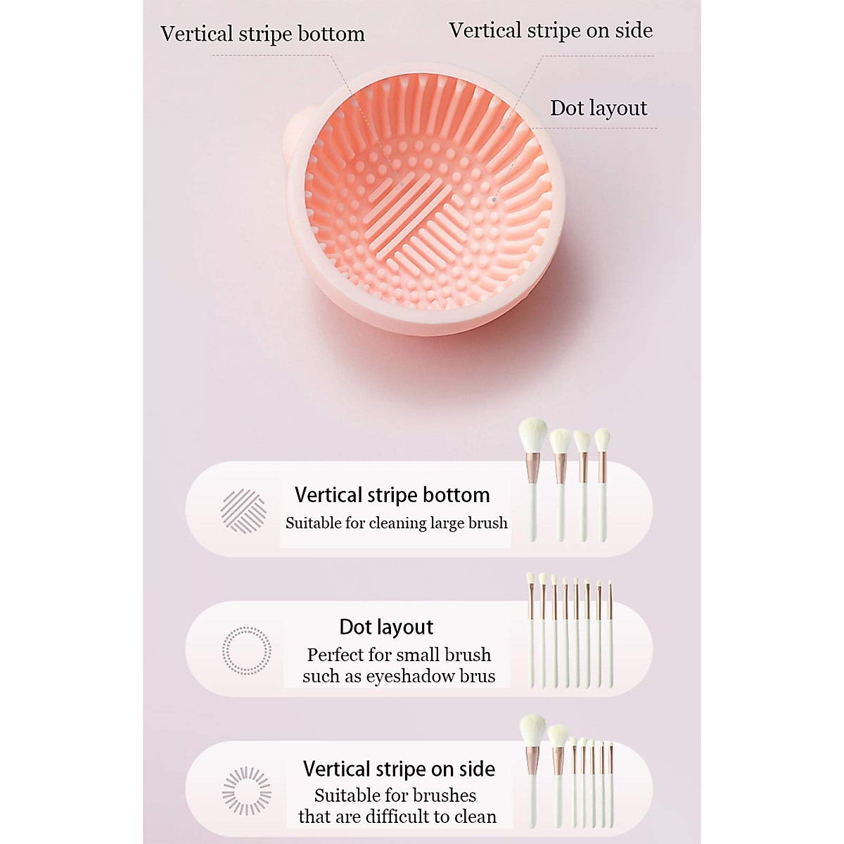 Pubcontti Asion Brush Cleaning Pad，Silicone Makeup Cleaning Brush Scrubber Bowl Portable Washing Tool Cosmetic Brush Cleaner for Girl-Easy Clean