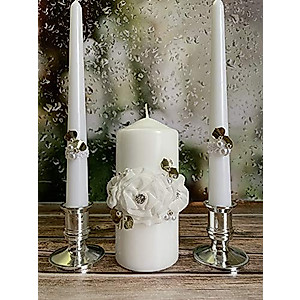 Magik Life Unity Candle Set for Wedding - Wedding décor - Decorative Candles Pillar - Candle Sets - 6 Inch Pillar and 2 10 Inch Tapers - Unity Candle