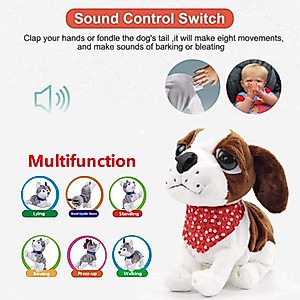 Liberty Imports Interactive Animated Walking Pet Electronic Dog Plush Sound Control Toy Puppy - Barks, Sits, Walks (Dog)