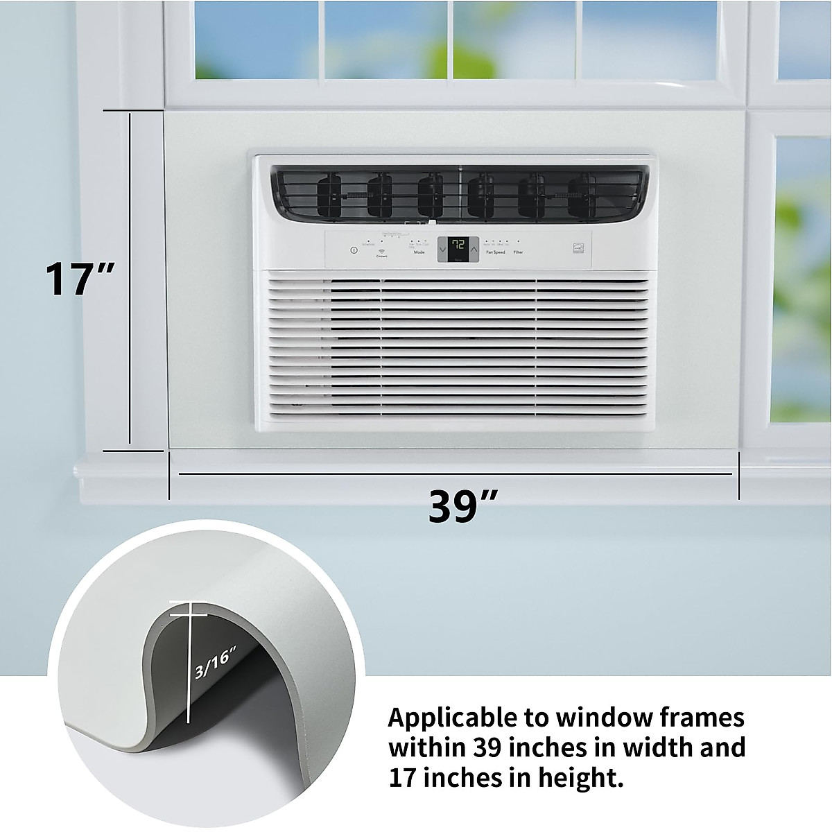 Window Air Conditioner,Side Insulated Foam Panel SBR001WHITE, Summer/Winter Heat and Draft Insulating,Two-Piece Panels Window Seal SBR (WHITE)