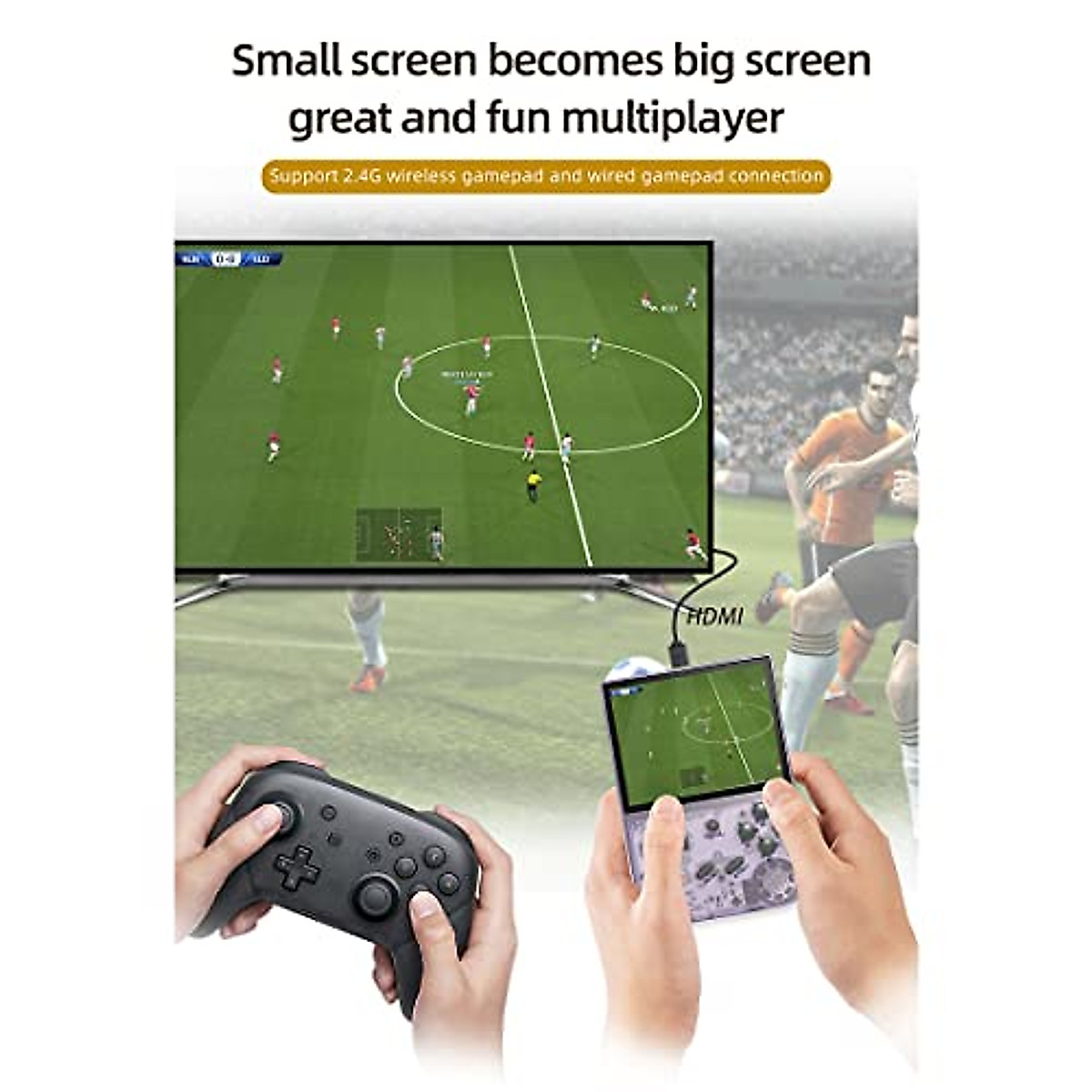FABB RG35XX Handheld Console, 64+128G Game Console with 8000 Games, 3.5-Inch Cortex-A9 System Console, for Kids and Adults (Transparent Purple)