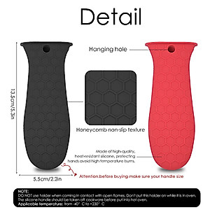 Set of 6 Silicone Hot Handle Holder Non-Slip Heat Resistant Pot Handle Holders Skillet Handle Cover Sleeve for Cast Iron Skillets Frying Pan Griddle Kitchen Cookware Handles