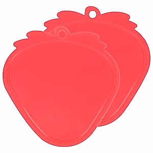 Angoily Deli Cheese 2pcs Plastic Cutting Board Mats Chopping Boards Strawberry Shape Fruit Vegetables Cutting Board Non Slip Cheese Bread Pizza Serving Tray for Home Kitchen Red Veggie Tray