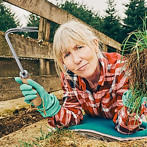 Happyyami Hand Weeding Weeder Tools Garden with Handle Edging Tool Pulling Tool Beech Handle Lawn Yard Gardening Tool Garden Hand Cultivator Hand Tiller Weeder