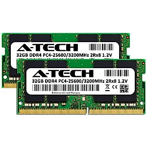 A-Tech 64GB (2x32GB) RAM for Dell Precision Mobile Workstation 7560 | DDR4 3200MHz PC4-25600 Non ECC SO-DIMM 2Rx8 1.2V - Laptop & Notebook Memory Upgrade Kit