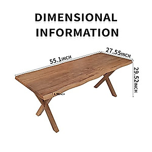 jinhuajinwei Solid Wood Long Desk for Home Ofiice Modern 55 inch Wide Computer Thick Sturdy Wooden Table