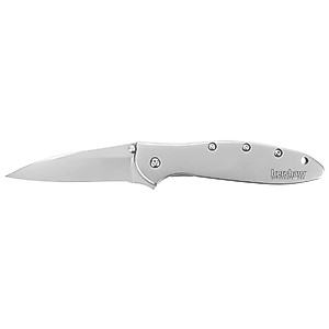 Kershaw Leek Pocket Knife (1660) 3-In. Sandvik 14C28N Blade and Stainless Steel Handle, 3 oz. & Smith’s PP1 Pocket Pal Knife Sharpener Preset Carbide & Ceramic Stone Sharpeners