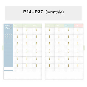xingtingyu Undated Weekly Planner A5 A6 Time Management Weekly Monthly Schedule Book for Full Year Timeline Agenda Notebook Notepad Pink
