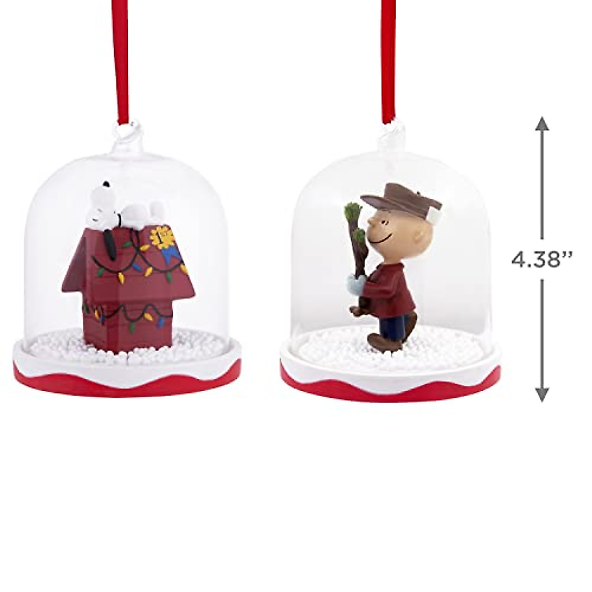 Hallmark Peanuts Charlie Brown and Snoopy Snow Globe Christmas Ornaments, Set of 2 (0003HCM1089)