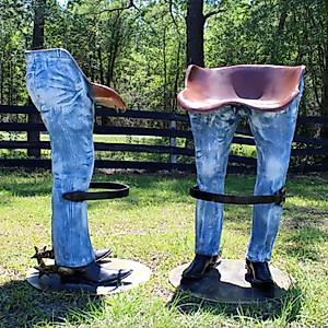 The King's Bay Pair of Cowboy Bar Stools with Jeans and Boots