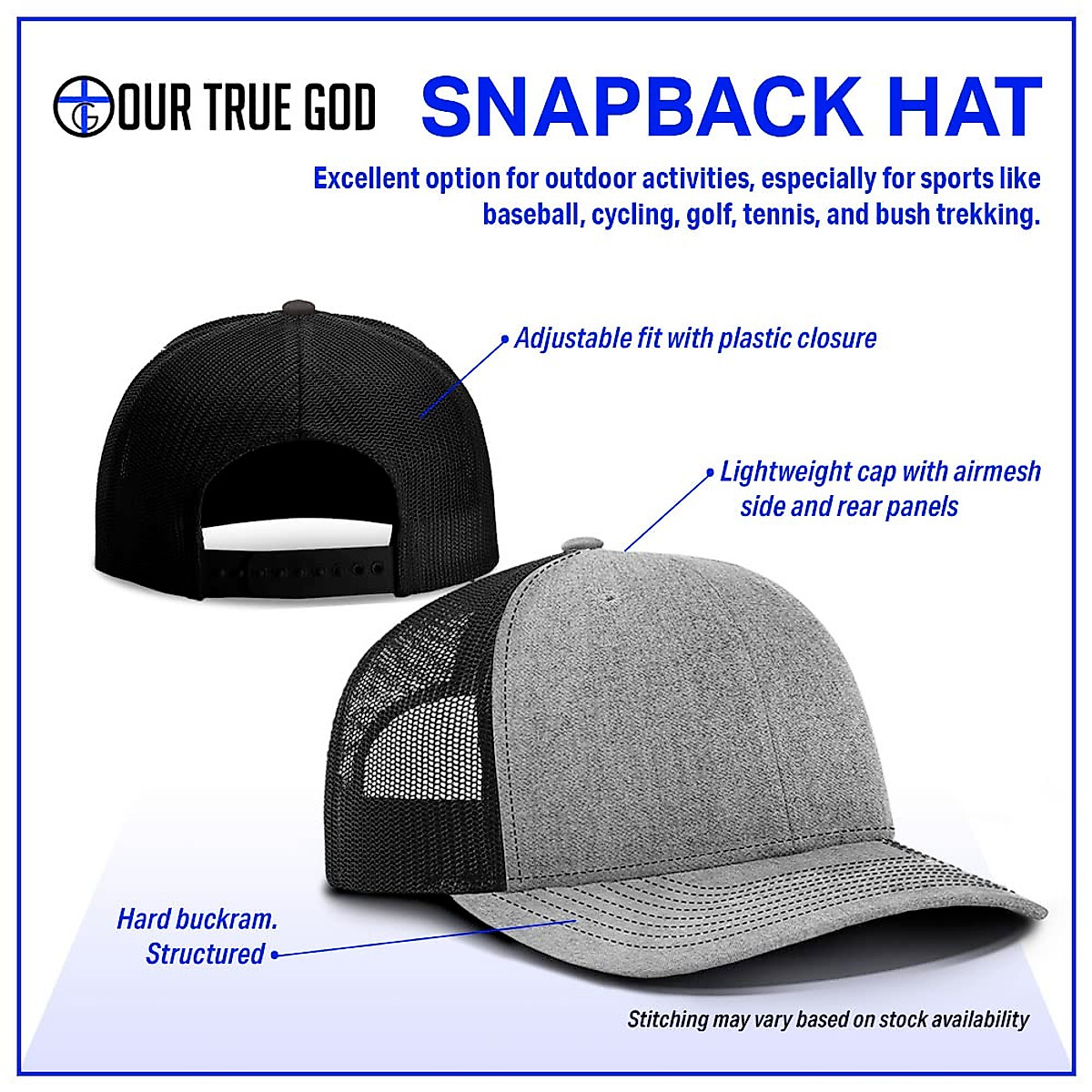 Faith Over Fear Leather Patch Christian Trucker Hat - Adjustable Fit Snapback Hat - Breathable Mesh Side for Casual Wear - Running Workout & Outdoor Activities All Seasons - Baseball Cap Women and Men