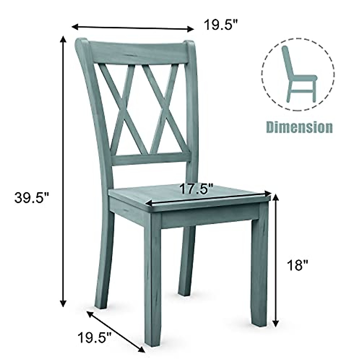 Giantex Set of 4 Dining Chairs, Rubber Wood Dining Room Chair, Farmhouse Dining Side Chairs, Max Load 400 Lbs, Wooden Kitchen Chairs for Home Kitchen, Dining Room