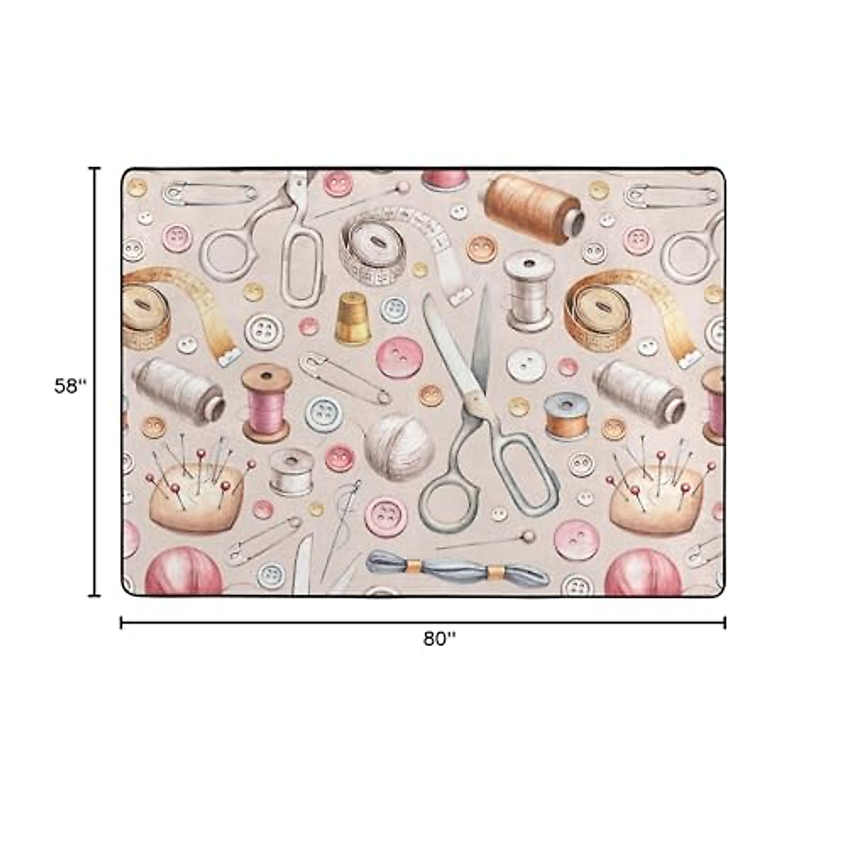 LAKIMCT Sewing Tools Pattern Area Rug 80x58 inch, Modern Bedroom Decor Rugs, Flannel Non-Slip Carpet for Living Room Kitchen Office Mat