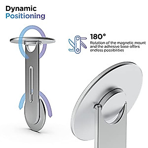 GALVANOX Magnetic Phone Holder, Fold-Away Swivel Stand Compatible with MagSafe for iPhone 12, 13, 14, 15 Pro Max | Bedroom Nightstand, Desk, Kitchen and More (Low Profile Sidemount/Under-Mount)