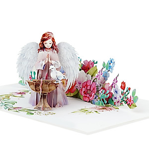 ETA 3d Guardian Angel and Flower Pop Up Card, Praying Birthday Card for Sympathy, Christmas, Recovery, Get Well Soon, Spiritual, Baptism, Holy Communion, Confirmation, Christening, X44
