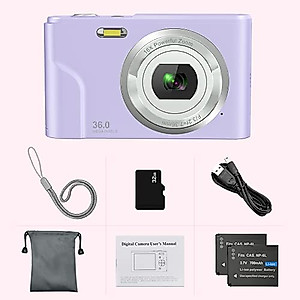 Digital Camera for Kids Boys and Girls - 36MP Children's Camera with 32GB SD Card，Full HD 1080P Rechargeable Electronic Mini Camera for Students, Teens, Kids(Purple)