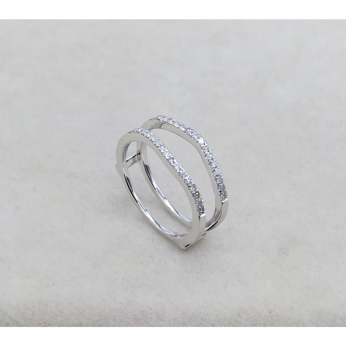 Dazzlingrock Collection Round White Diamond Wedding Enhancer Ring for Women (0.18 ctw) in White Gold, Size 8