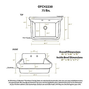 Whitehaus OFCH2230-WHITE Old Fashioned Country Kitchen/Utility Sink, White
