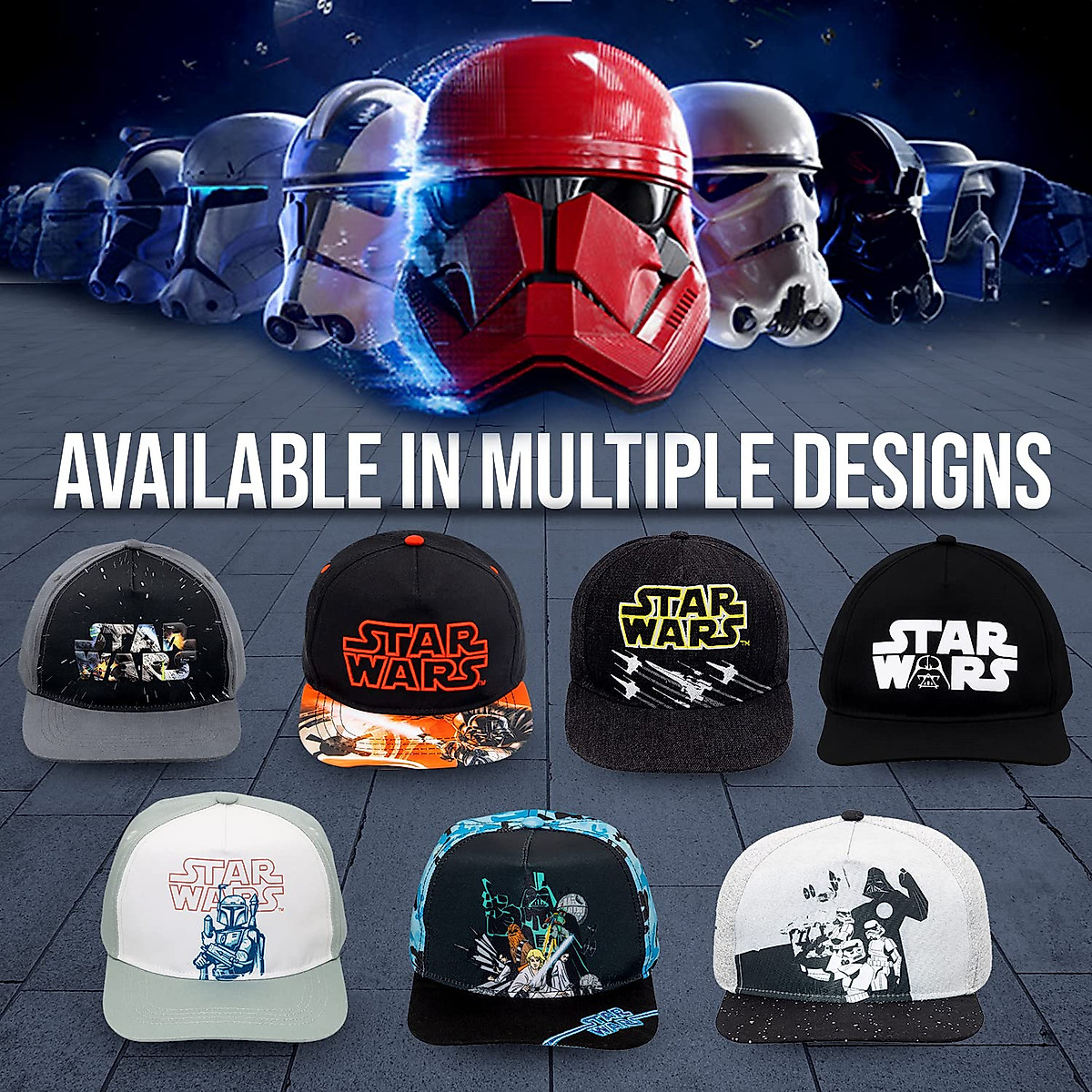 Star Wars Classic Embroidered Logo Flatbrim Baseball Cap Hat, Boys Youth, Black & Red