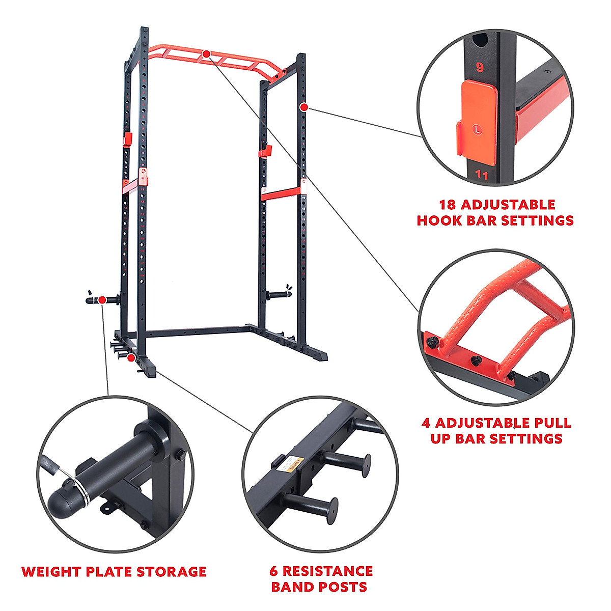 Sunny Health & Fitness Power Zone Strength Rack Power Cage - SF-XF9925, black