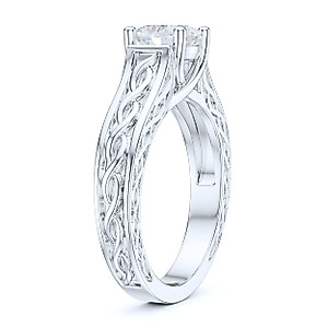 PRSTANI Sterling Silver Twisted Infinity Patterned 1CT Simulated Round Brilliant Cut Diamond Solitaire Promise Engagement Ring (7)