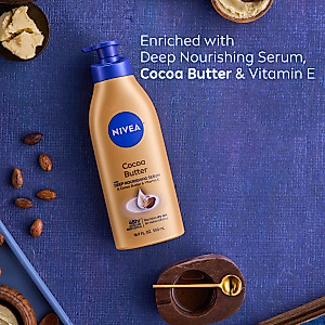 NIVEA Cocoa Butter Body Lotion with Deep Nourishing Serum, Scented Body Lotion, 16.9 Fl Oz Pump Bottle