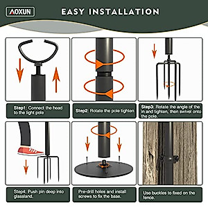 Aoxun Outdoor String Light Poles, 8 FT Metal Poles with Hooks-2 Pack, Hang Up Lights LED Solar Bulbs, Heavy Duty Patio Stand & Hanger for Outside, Deck, Garden, Bistro, Wedding