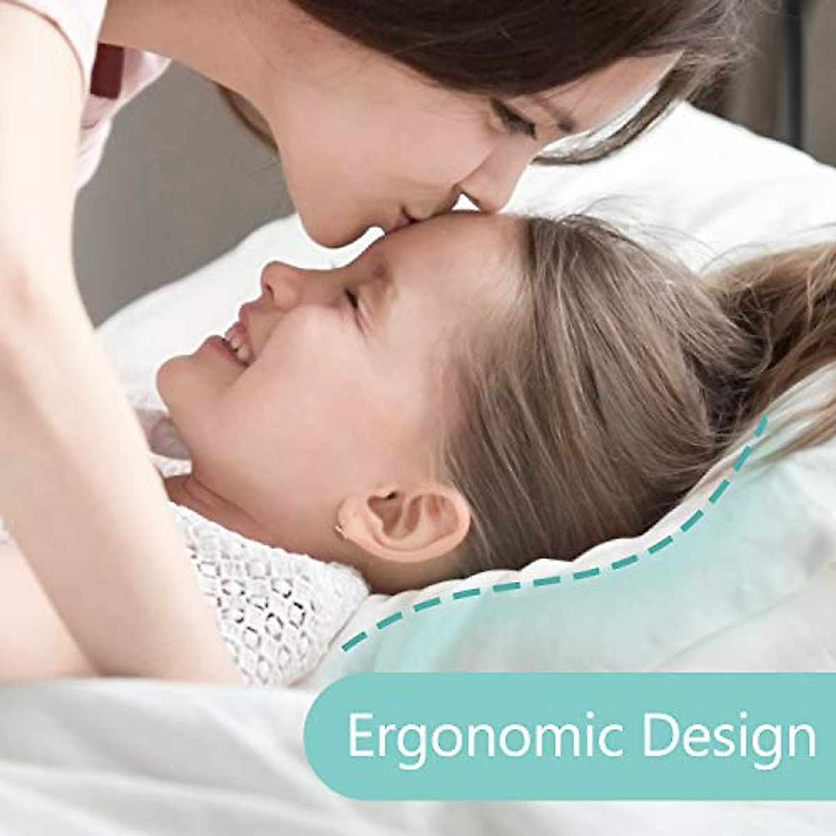 TILLYOU Toddler Bed Pillow with Pillowcase, Ergonomic Cotton Baby Pillow for Sleeping,Kids Travel Pillow with Case, 13”x18”, White