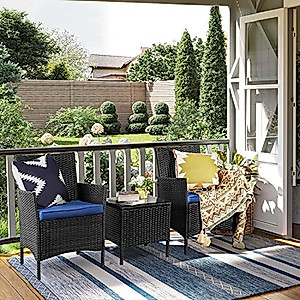 PAOLFOX 3 Pieces Patio Furniture Sets,Wicker Patio Set,PE Rattan Patio Furniture,Patio Bistro Sets,Porch Furniture,Outdoor Conversation Sets,Wicker Patio Chairs,Balcony Furniture Set