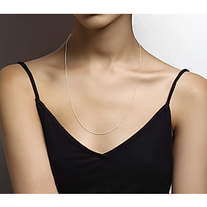 Miabella 925 Sterling Silver or 18Kt Yellow Gold Over Silver Italian 1mm Adjustable Solid Thin Bolo Box Chain Necklace for Women/Slider Chain 14-24 Inch/Made in Italy (sterling silver)